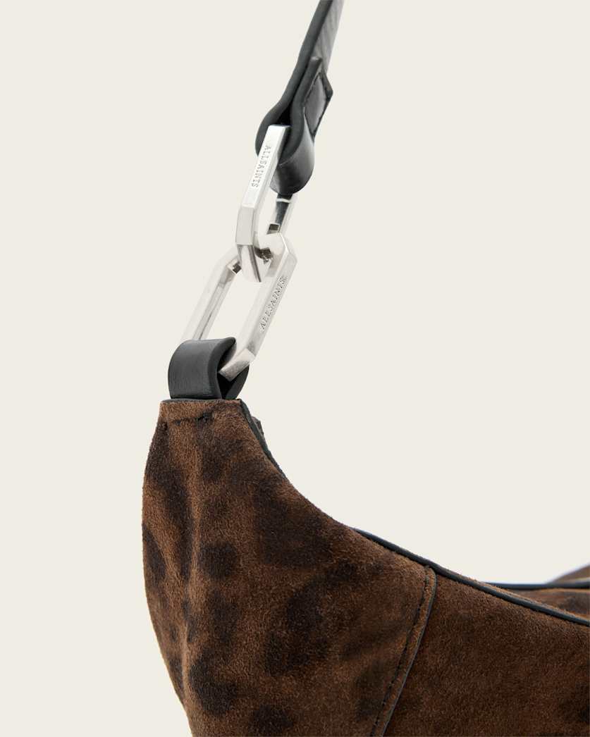 Luna Leopard Print Suede Shoulder Bag LEOPARD BROWN | ALLSAINTS FR